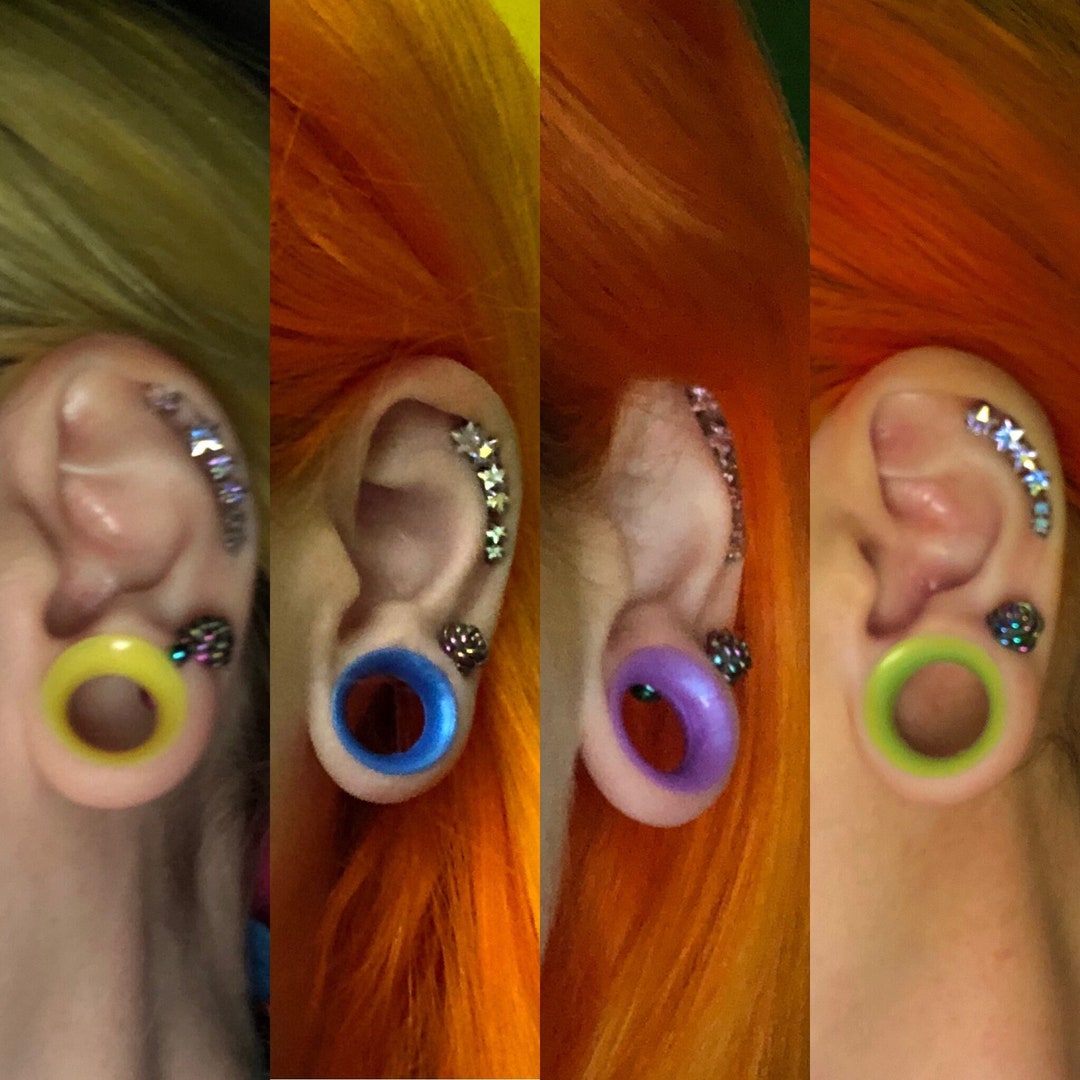 14pcs Soft Silicone Tunnels/3d Rainbow Ear Gauge/double Flared Tunnels ...