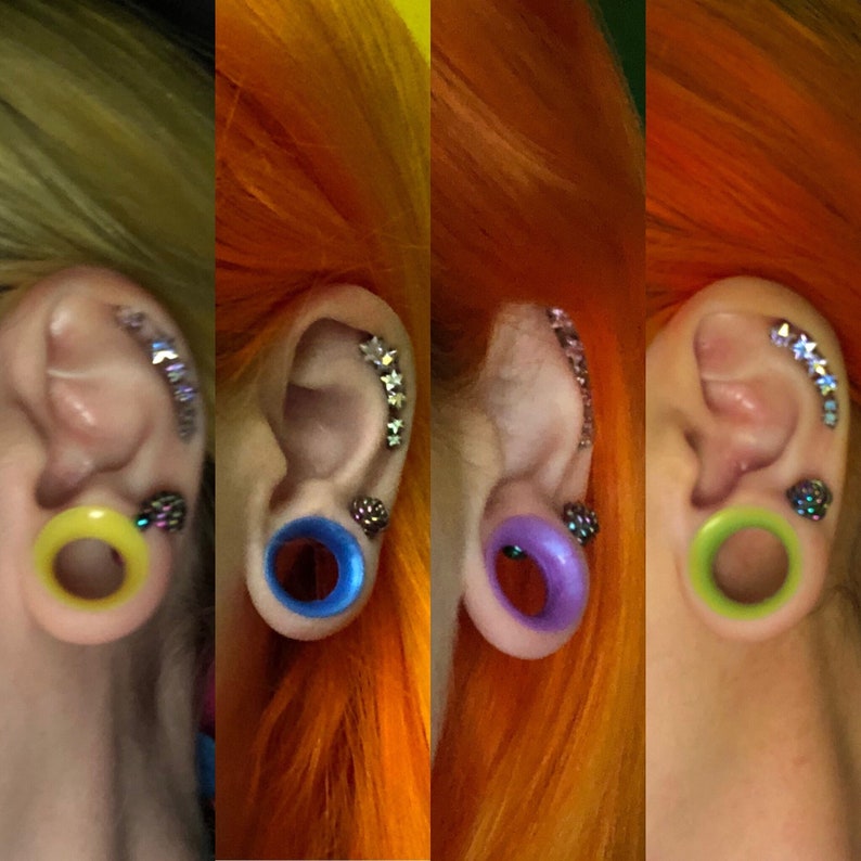 14pcs Soft Silicone Tunnels/3d Rainbow Ear Gauge/double Flared - Etsy