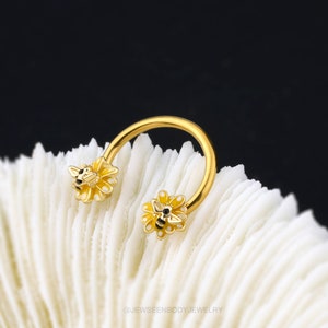 16G Septum Ring/bee Flower Septum Piercing Jewelry/cartilage Earring ...