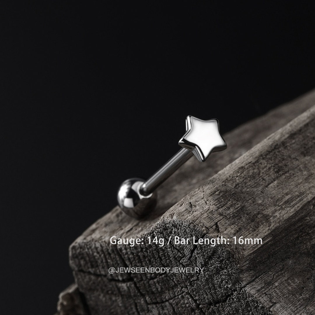 G23 Implant Grade Titanium Star Tongue Barbell/ Internally Threaded ...