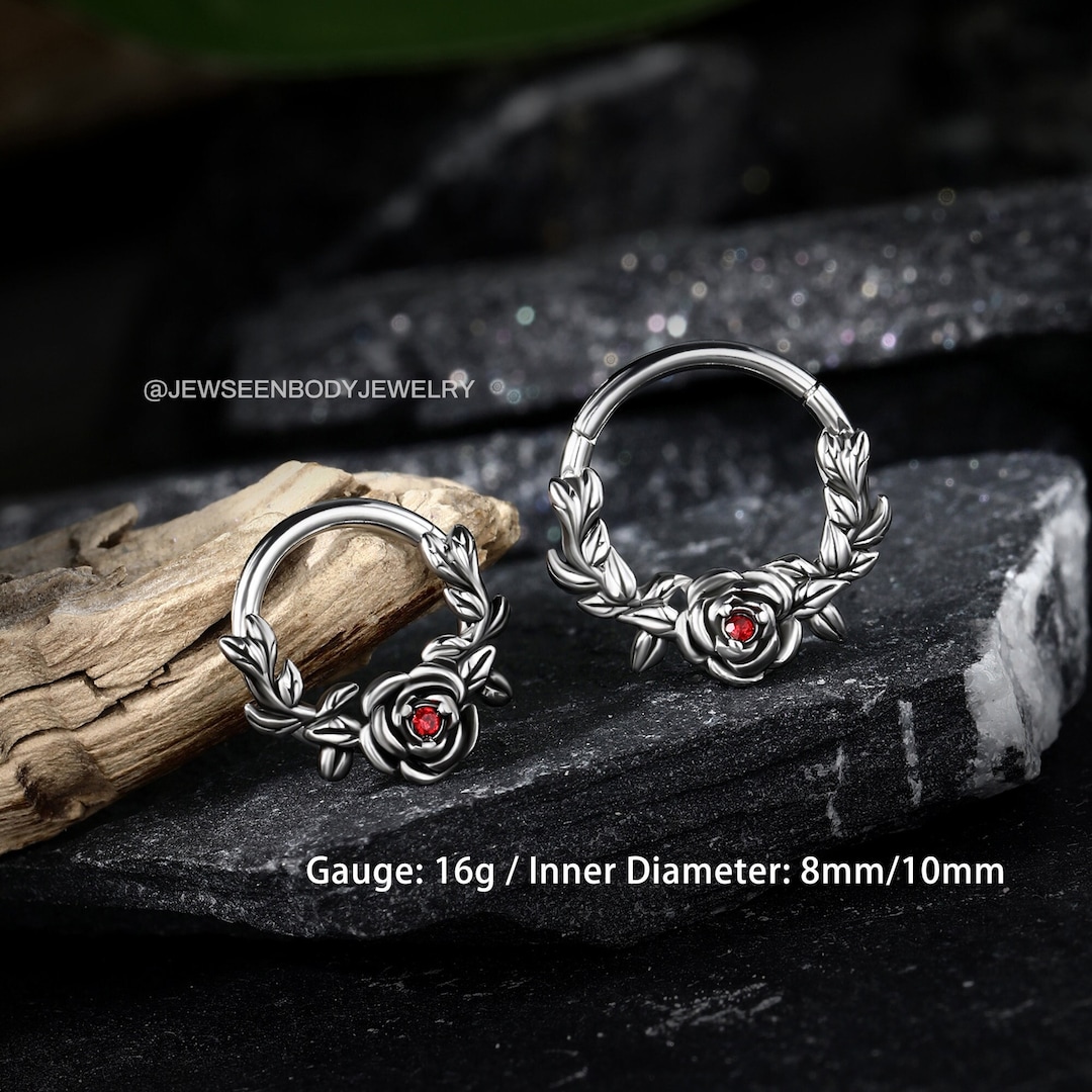 Halloween Septum Rings/ Rose Flower Cartilage Hoop/ Septum Clicker ...