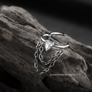 16G Chain Cartilage Earring,chain Hoop Earring ,CZ Helix Piercing ...