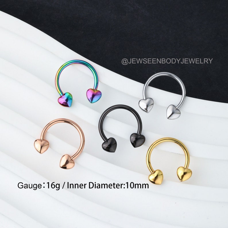 16g Heart Septum Ring/cartilage Earring/helix Hoop/daith - Etsy