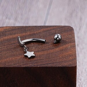 16G Moon Dangle Star Rook Earring/titanium Eyebrow Rook/cartilage ...