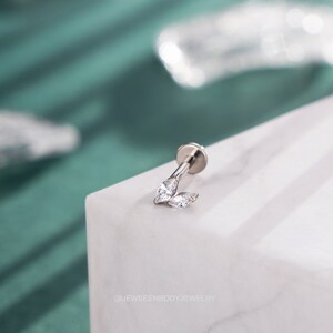 16g Flat Back Earrings/ Internally Threaded Tragus Stud/ Helix Stud ...