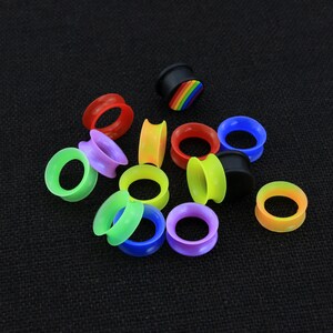 14pcs Soft Silicone Tunnels/3d Rainbow Ear Gauge/double Flared Tunnels ...
