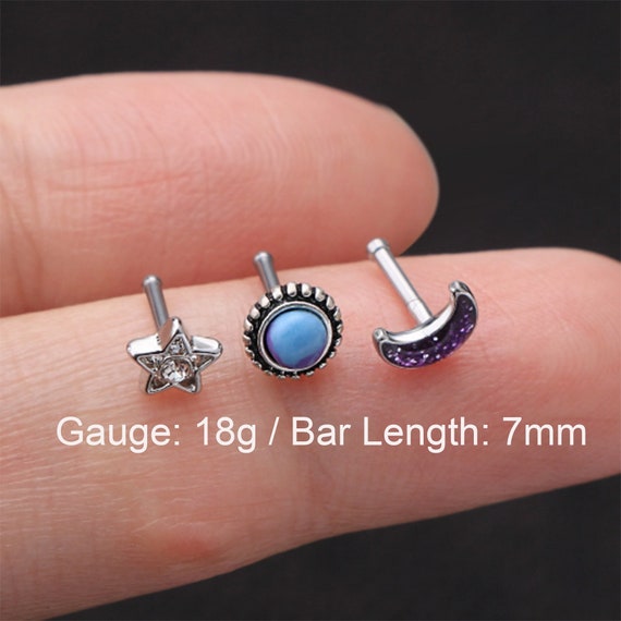 3PCS Nose Stud/moon Star Nostril Ring/nose Ring/nose Piercing - Etsy