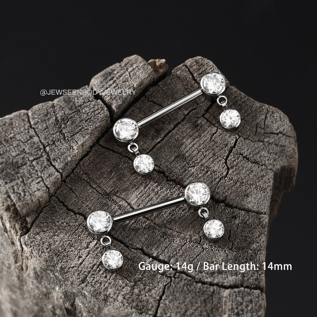 G23 Implant Grade Titanium Nipple Rings/ 14G Nipple Barbell/ Internally ...