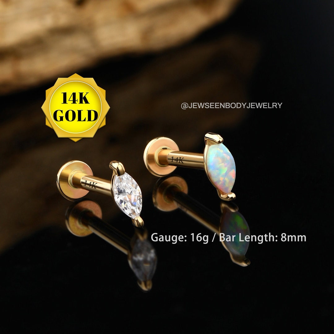 16G 14K Gold Tiny Push Pin Labret Stud,titanium Flat Back Cartilage ...