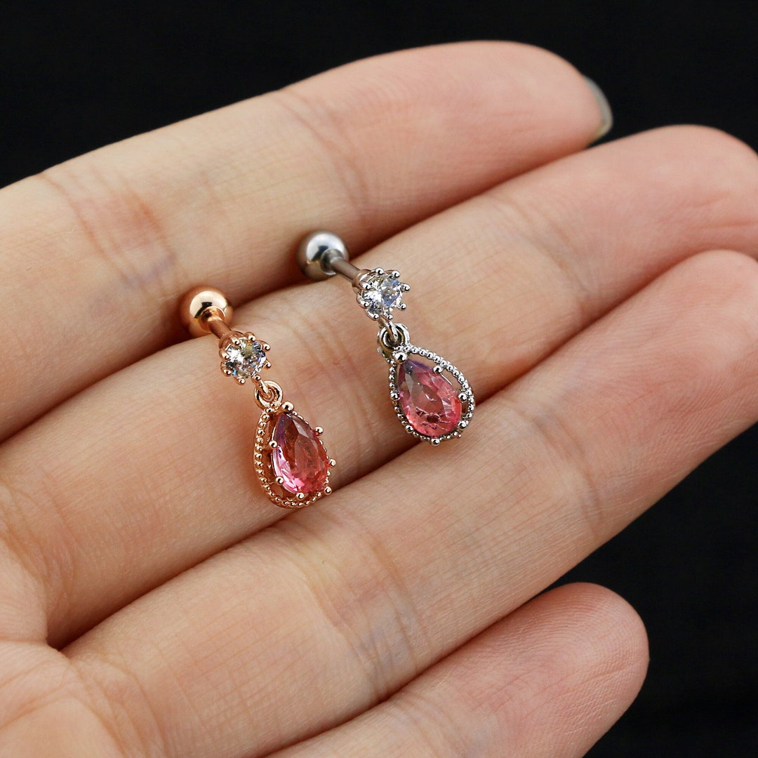 Red Teardrop Cartilage Earring,16g Helix Piercing Jewelry,stud Earring ...