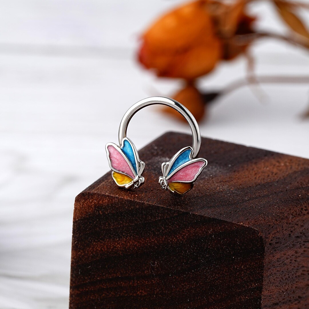 16G Butterfly Septum Ring/septum Piercing Jewelry/butterfly Helix ...