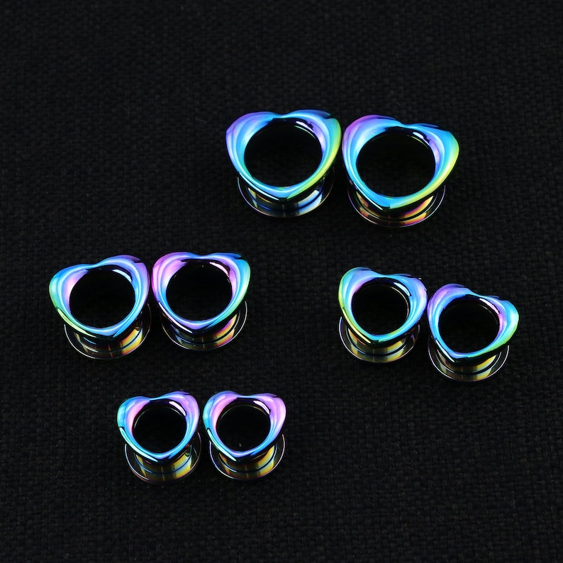 Rainbow Heart Plugs/plug Gauges/2g-3/4''ear - Etsy