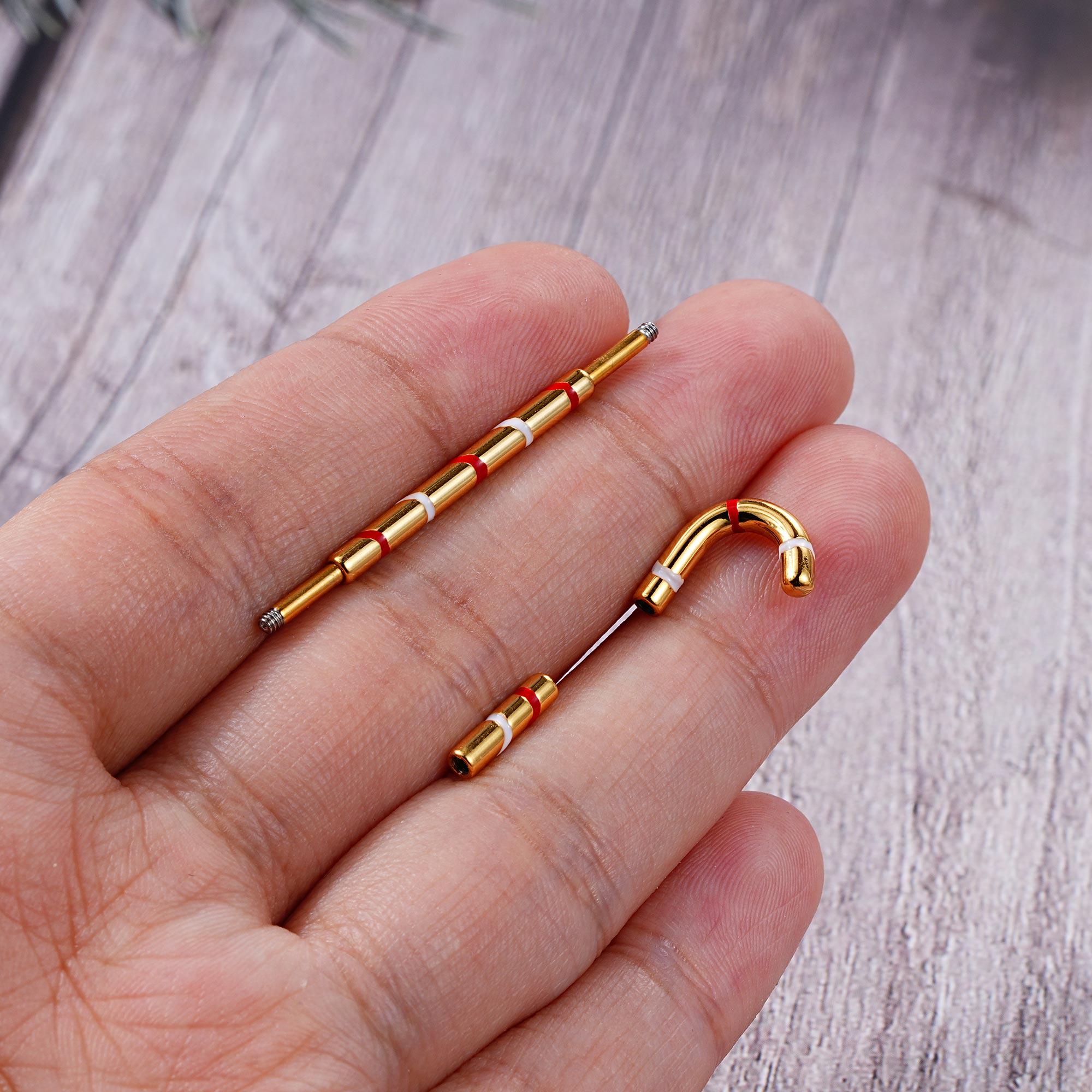 14G Christmas Candy Cane Industrial Barbell/industrial Ring/industrial ...
