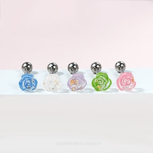 14g Flower Tongue Barbell/beautiful Rose Tongue Rings/internally ...