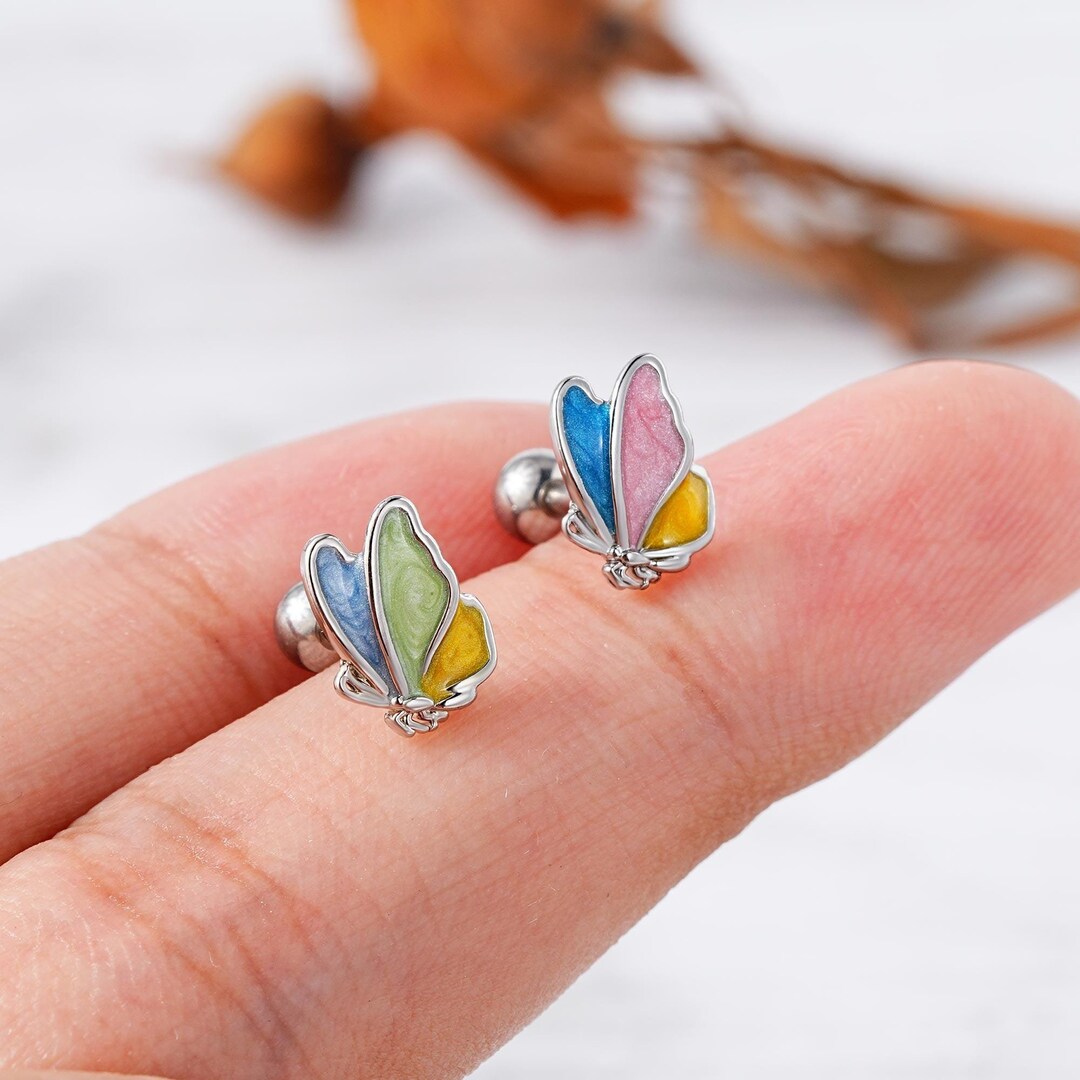 16G Butterfly Helix Stud/cartilage Earring/tragus Piercing Jewelry ...