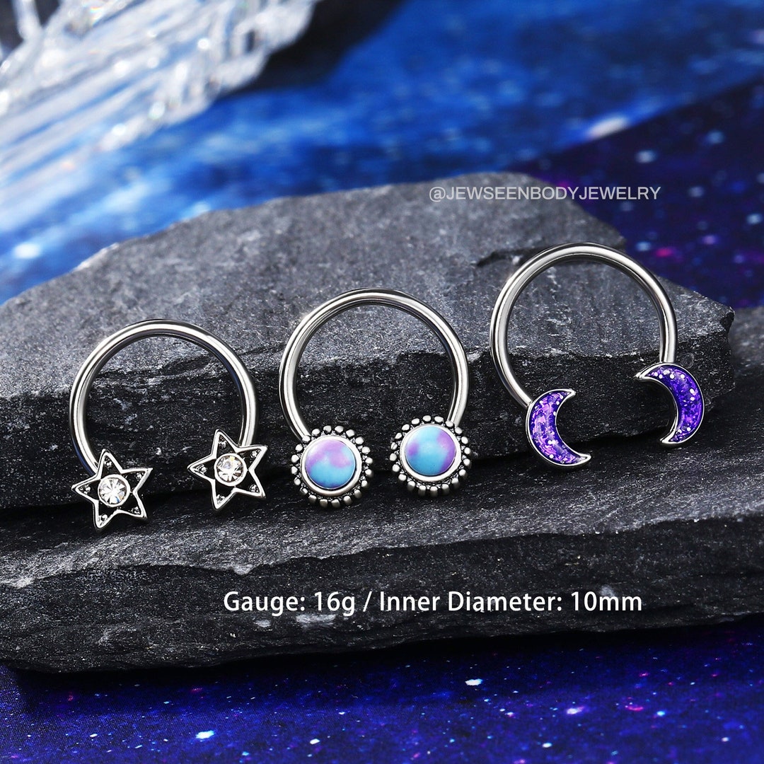 3pcs Septum Rings/ Cartilage Hoop/ Moon Septum Jewelry/ Star Septum ...