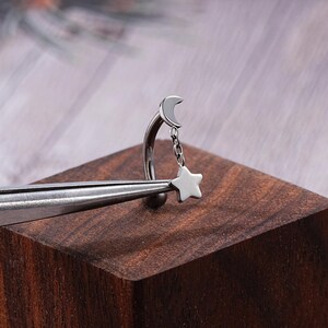 16G Moon Dangle Star Rook Earring/titanium Eyebrow Rook/cartilage ...
