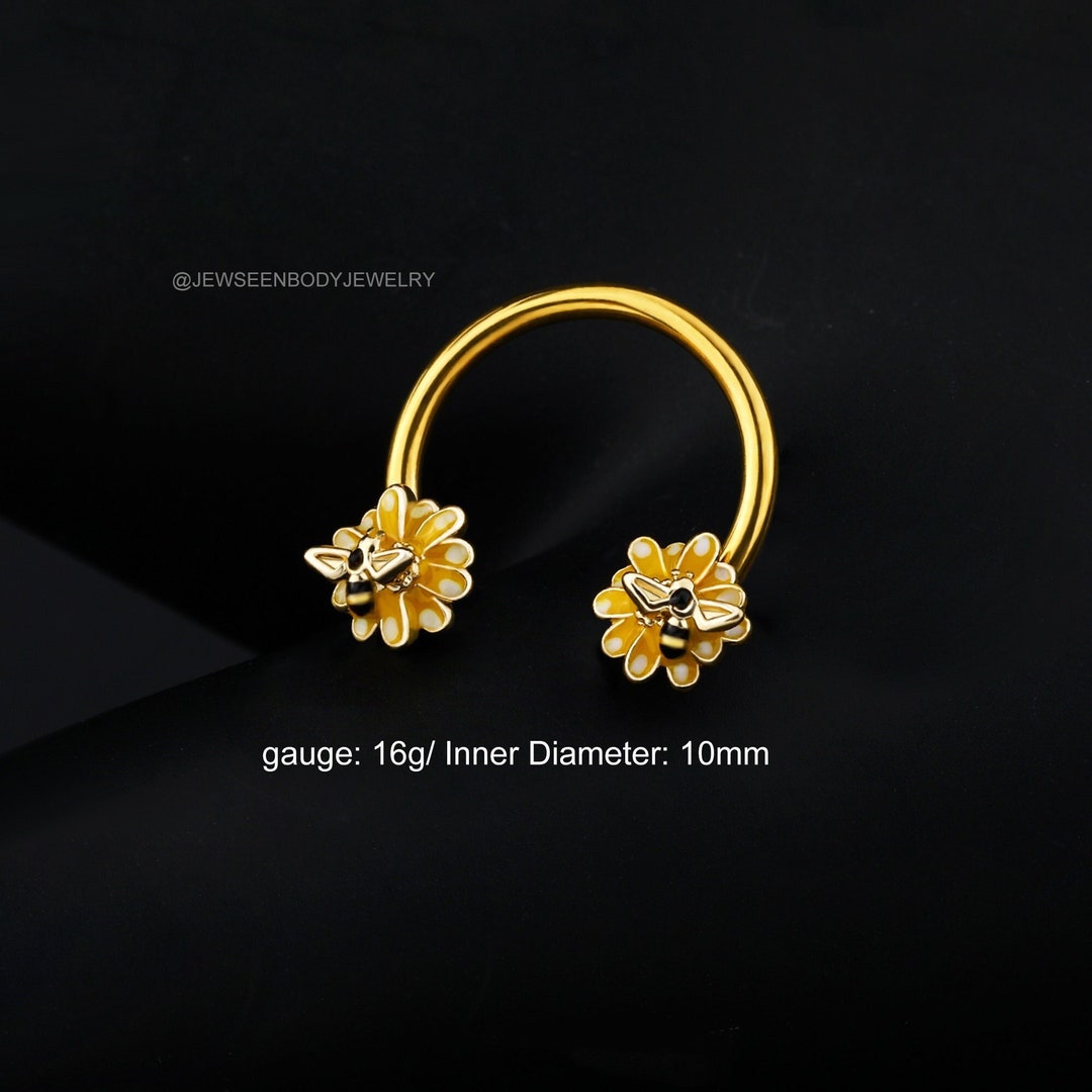 16G Septum Ring/bee Flower Septum Piercing Jewelry/cartilage Earring ...