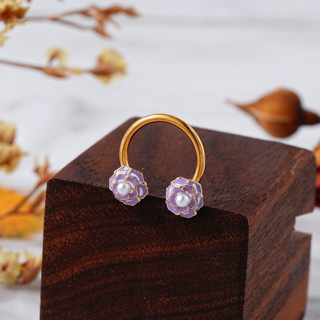 Floral Cartilage Earring/16g Flower Septum Ring/piercing Jewelry/nose ...