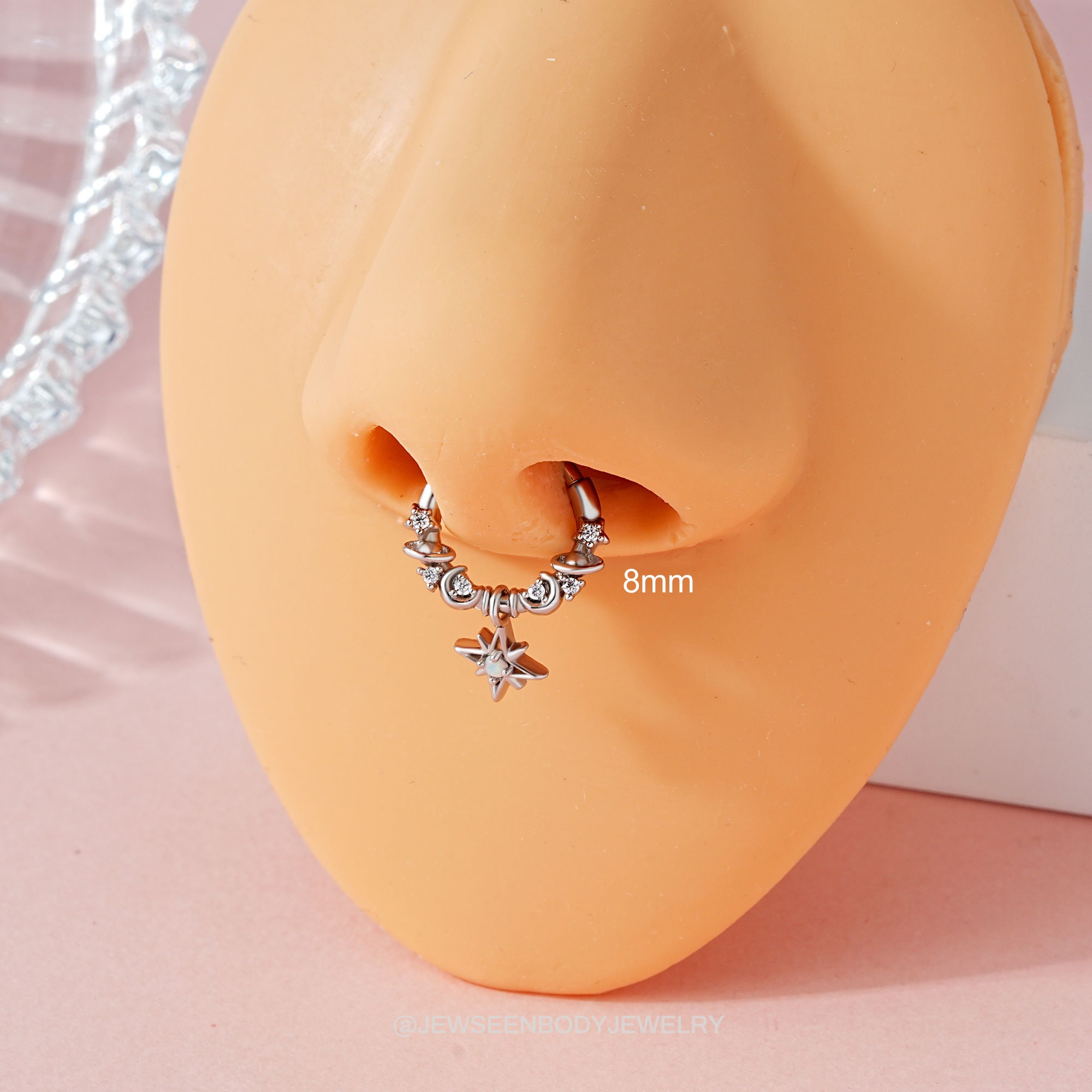 16g Star Septum Ring/dangle Opal Septum Jewelry/daith Hoop/cartilage ...