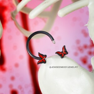 Red Butterfly Septum Ring/septum Jewelry/cartilage Earring/helix Hoop ...