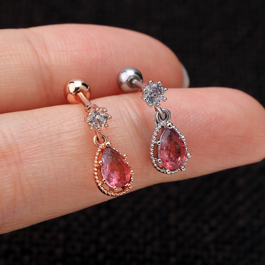 Red Teardrop Cartilage Earring,16g Helix Piercing Jewelry,stud Earring ...