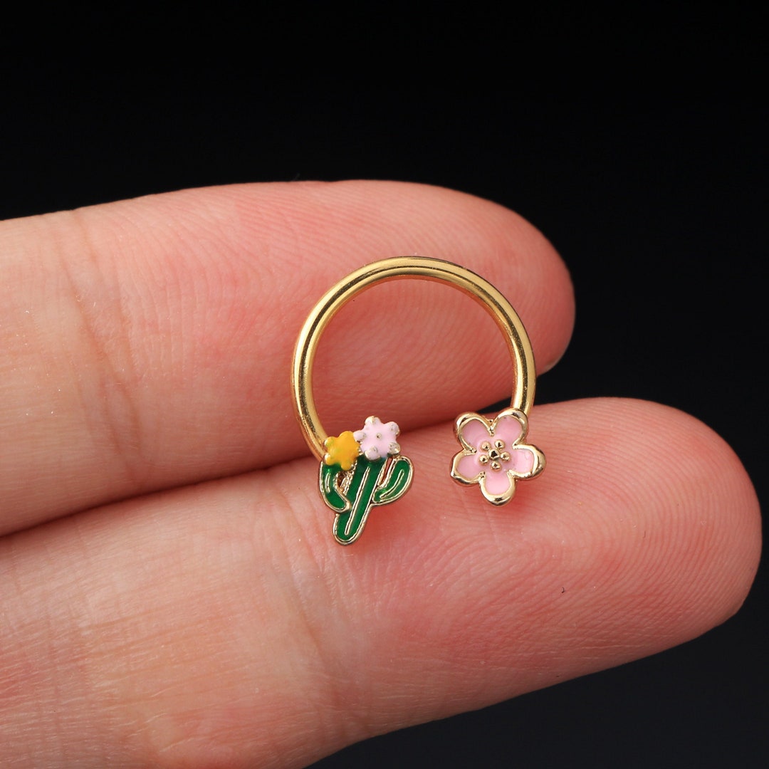 16G Flower Septum Ring/daith Earring/gold Septum Piercing Jewelry/hoop ...