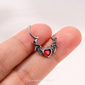Red Heart Hoop Earring/little Devil/daith Earring/halloween Septum Rings/septum Clicker ...