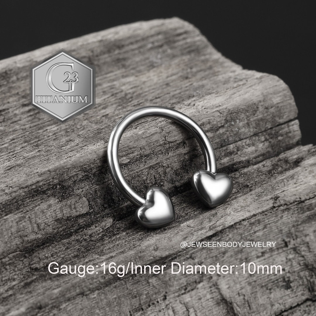 G23 Titanium Cartilage Hoop/ Heart Septum Ring/ Daith Hoop/ Tragus ...