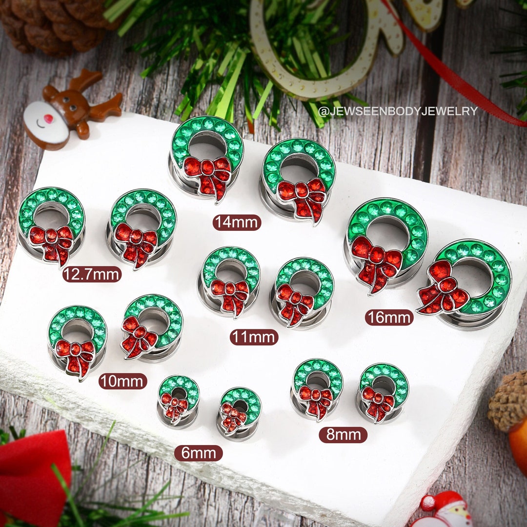 Christams Ear Gauges/ Ear Plugs/ Ear Tunnels/ Screw-fit Tunnels ...