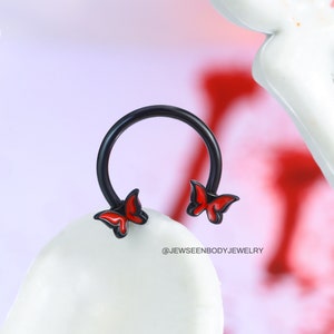 Red Butterfly Septum Ring/septum Jewelry/cartilage Earring/helix Hoop ...