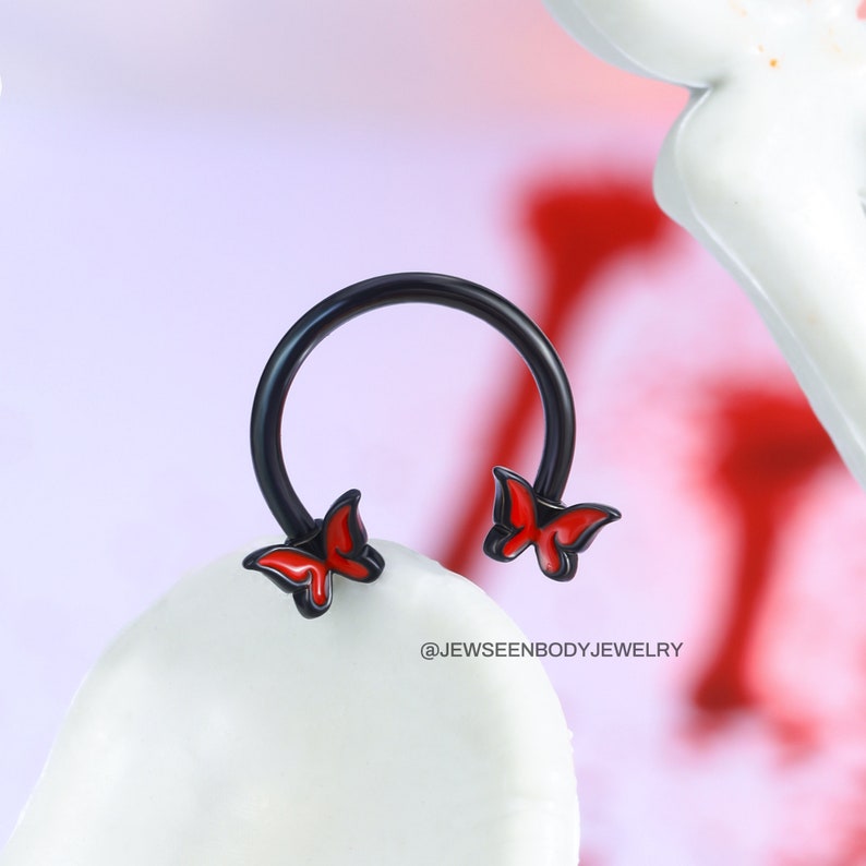 Red Butterfly Septum Ring/septum Piercing/cartilage - Etsy