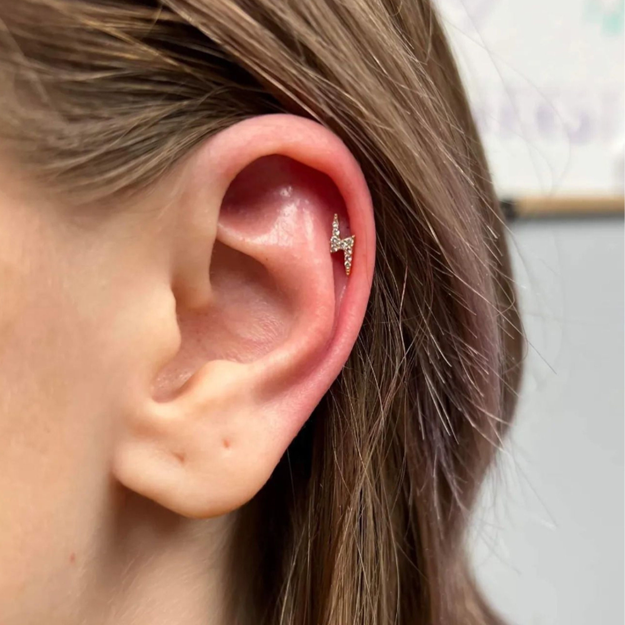 14K Gold Knorpel Ohrring/CZ Helix Ohrstecker/Tragus - Etsy.de