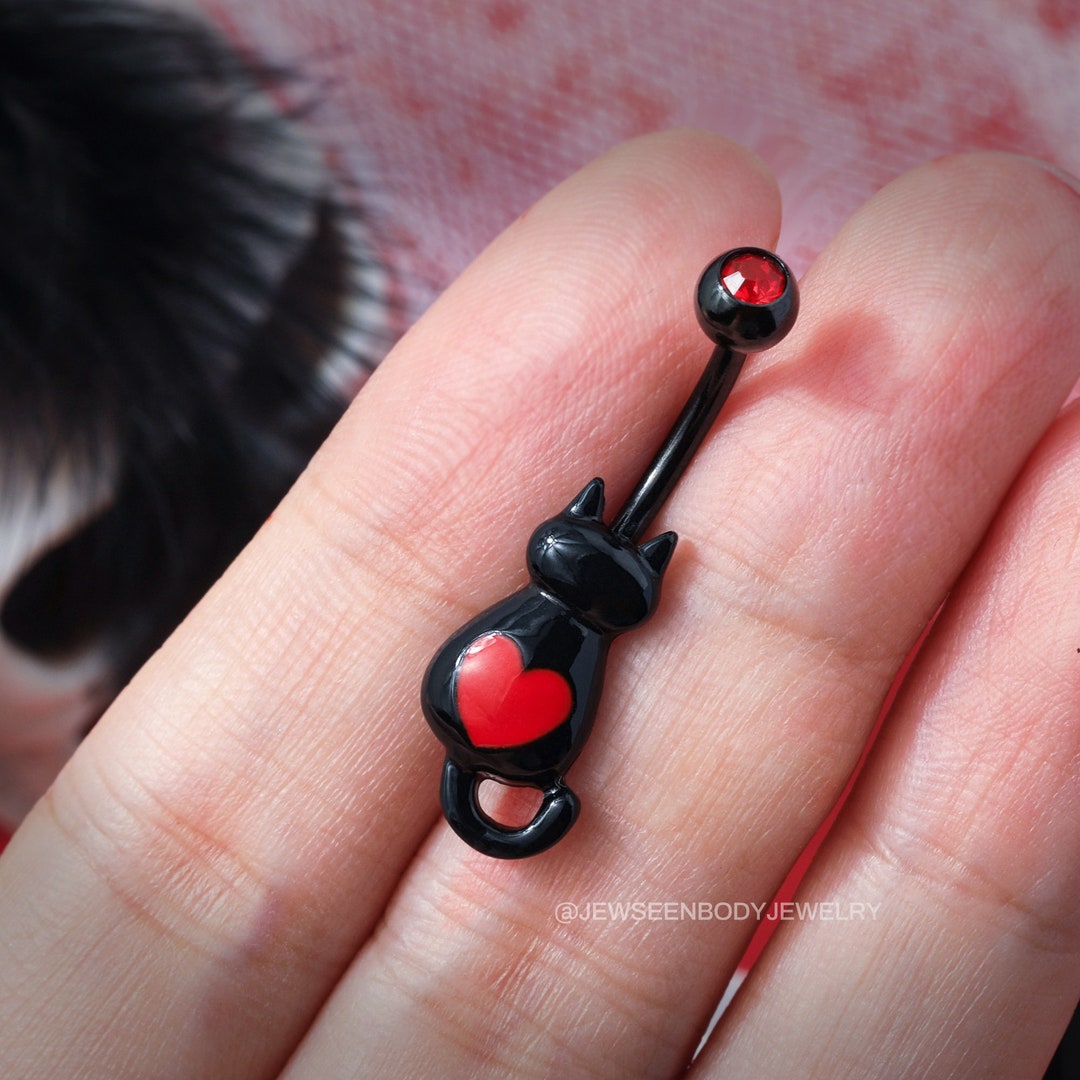 Cat Belly Button Ring/belly Ring/navel Piercing/navel Jewelry/belly ...