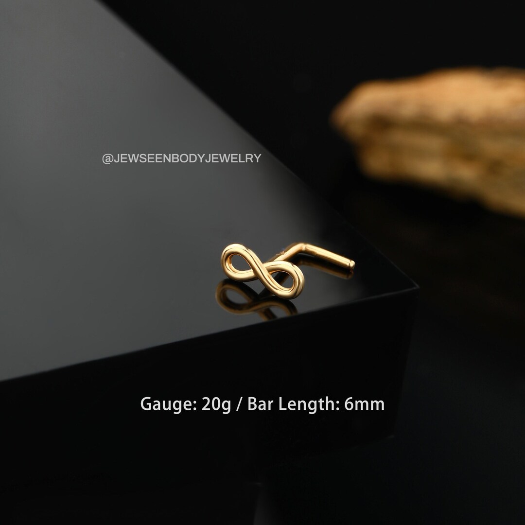 14K Gold Infinity Nose Stud: 20g L-bar Nose Ring - Etsy