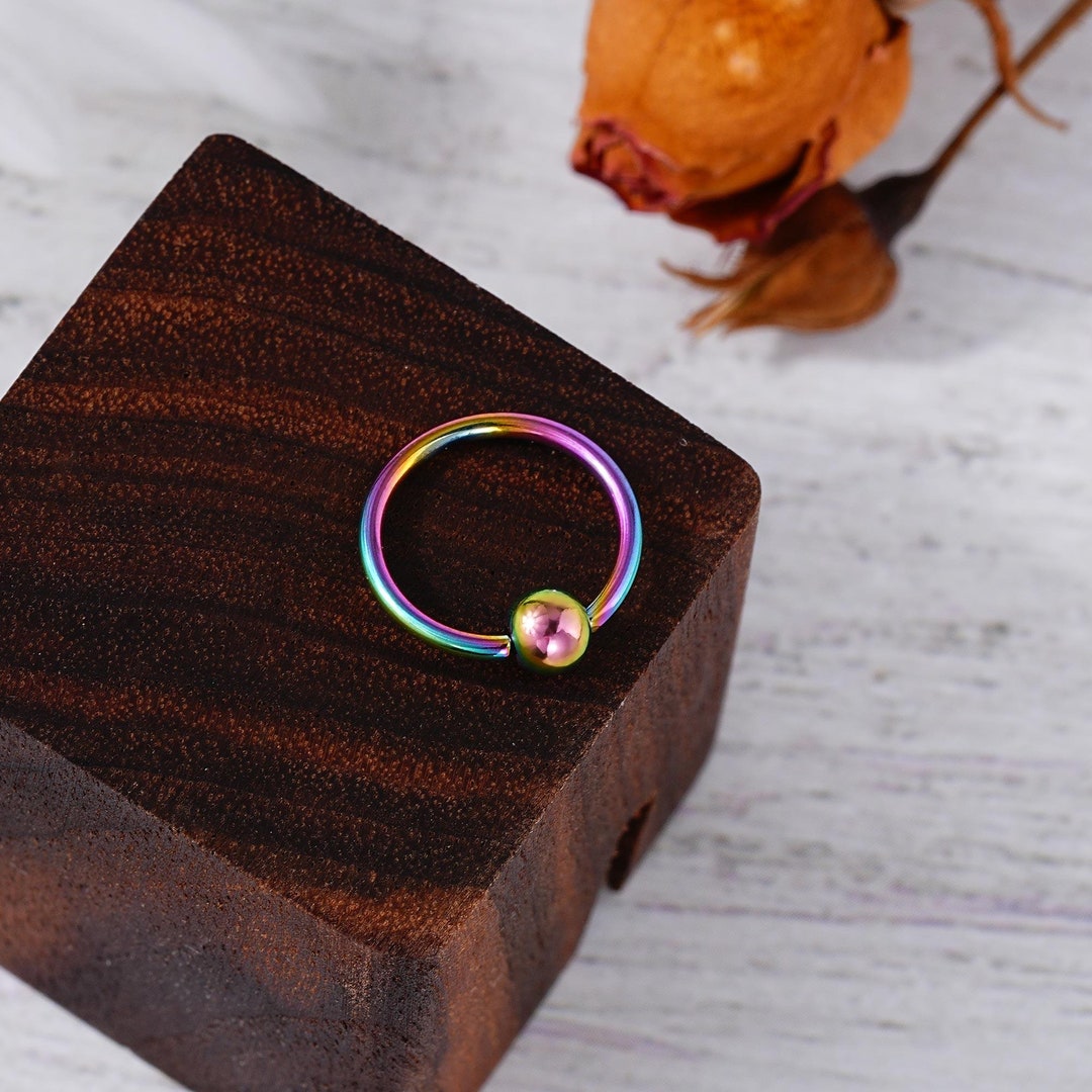 Ball Septum Ring/rainbow Septum Hoop/septum Piercing/cartilage Earring ...