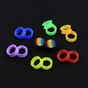 14pcs Soft Silicone Tunnels/3d Rainbow Ear Gauge/double Flared Tunnels ...