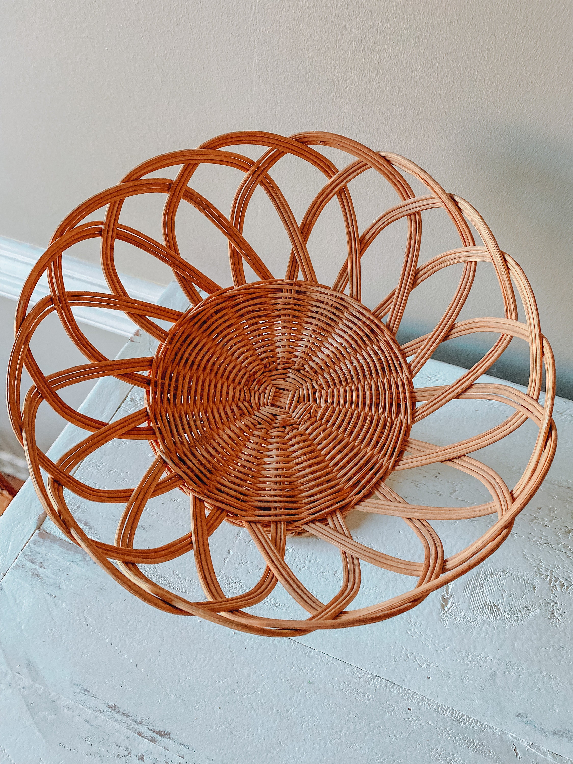 Tilted Wicker Basket - Etsy Canada