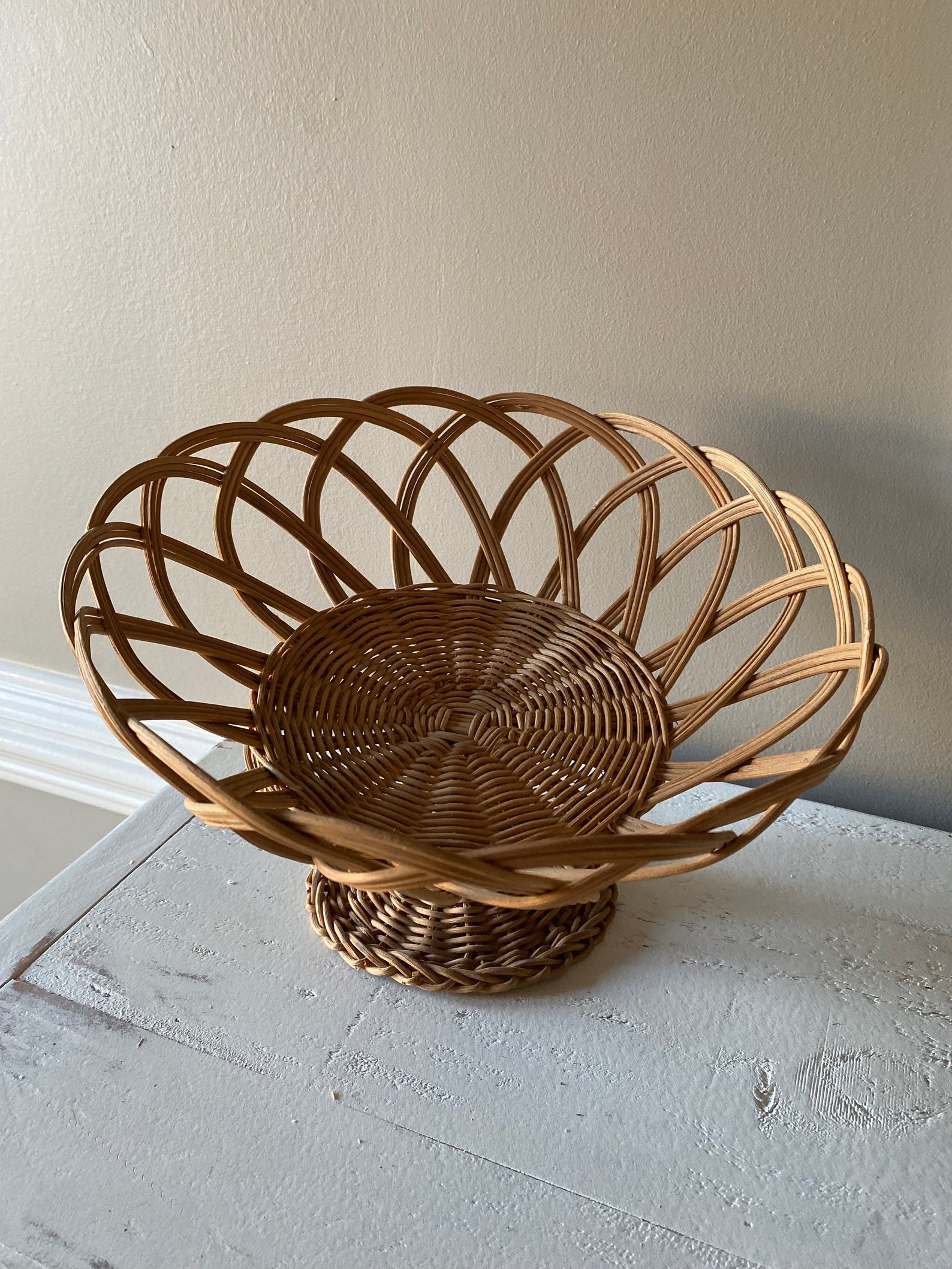 Tilted Wicker Basket - Etsy Canada