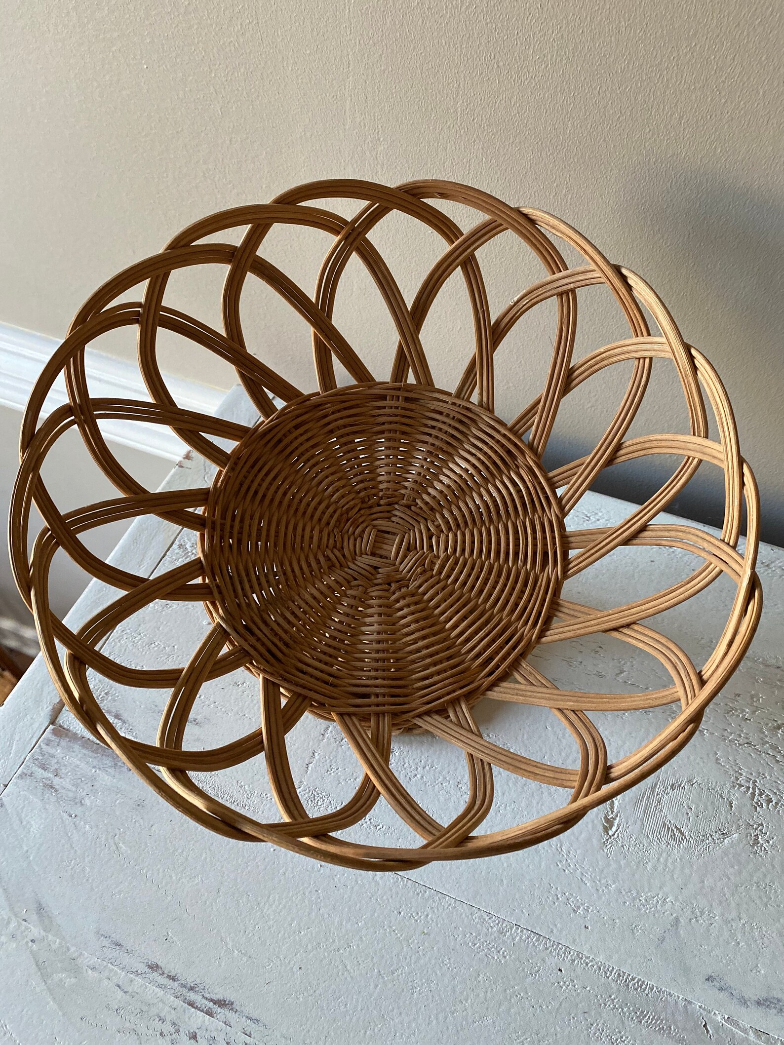 Tilted Wicker Basket - Etsy