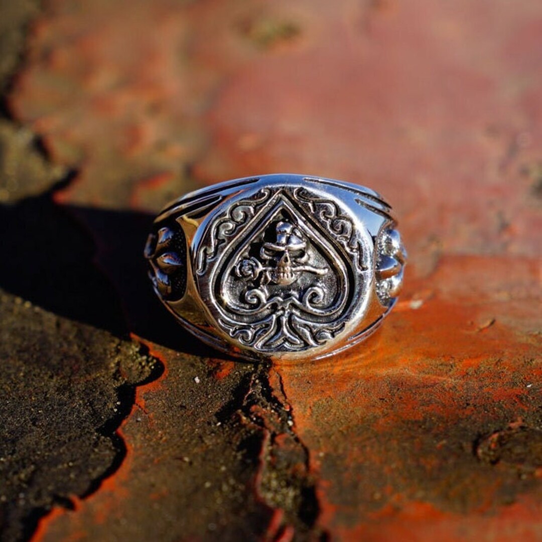 Ace of Spades Ring. Skull Ring. Poker Ring. Men's Ring. - Etsy