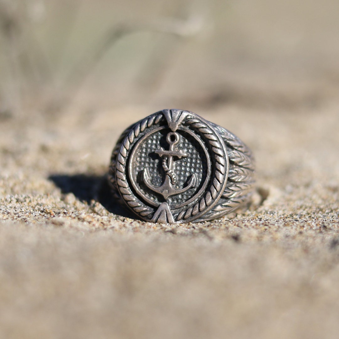 Anchor Ring Spikes. Pirate Ring. Male Ring. Man Ring. 925 Silver Ring ...