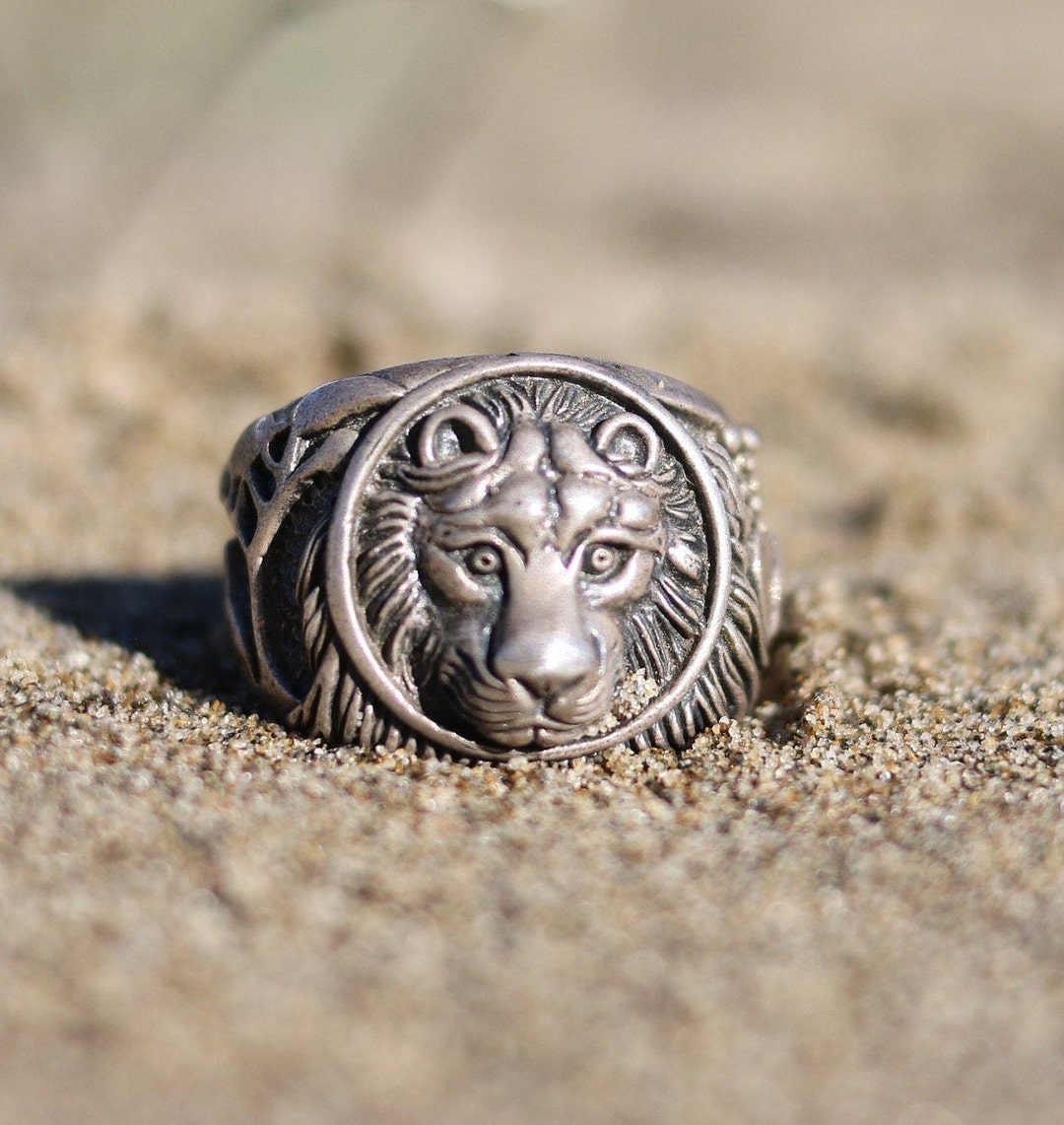 Lion Ring. Rasta Ring. Male Ring. Lion Signet. 925 Silver Ring. Biker ...