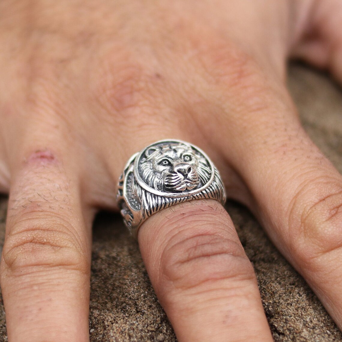 Lion ring. Rasta ring. Male ring. lion signet. 925 silver | Etsy