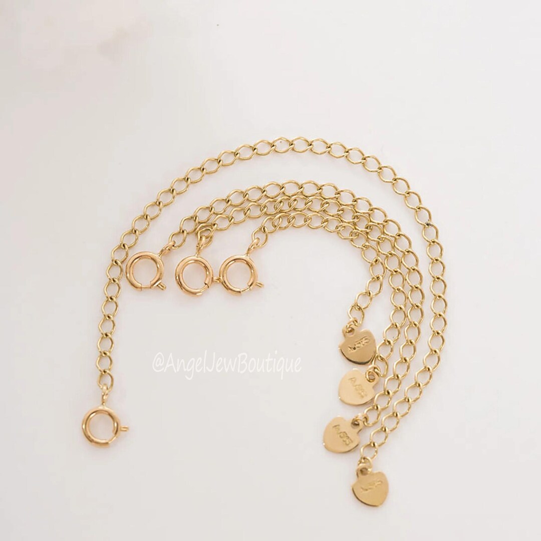 14k Solid Gold Curb Extender, Bracelet Extension, Necklace Adjustable ...