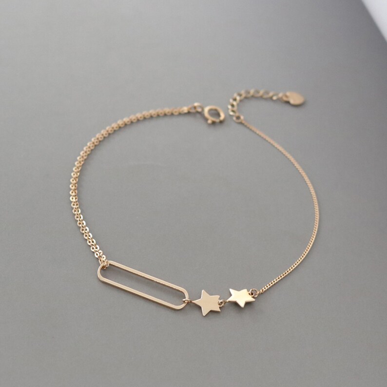 14K Gold Chain Link Bracelets Womenreal Gold Geometric - Etsy