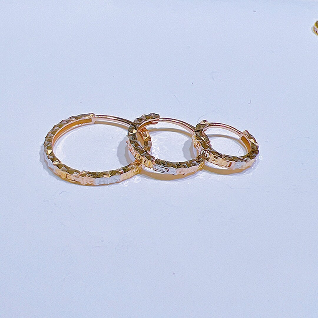 18K Tri-color Mix Piercing Hoop, Cartilage Hoop, Daily Wear Dainty ...