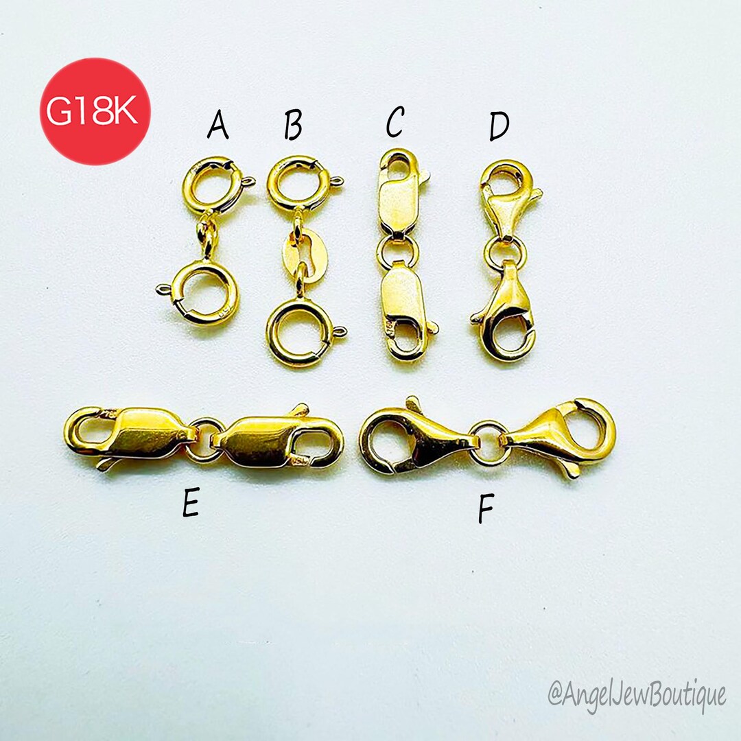 18K Solid Gold Lobster Clasp With Jump Rings: Jewelry DIY Supply - Etsy