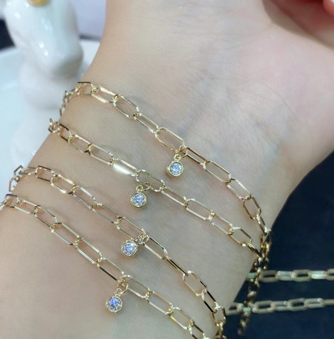 Pulseras de diamantes reales de oro sólido de 18 k pulseras | Etsy