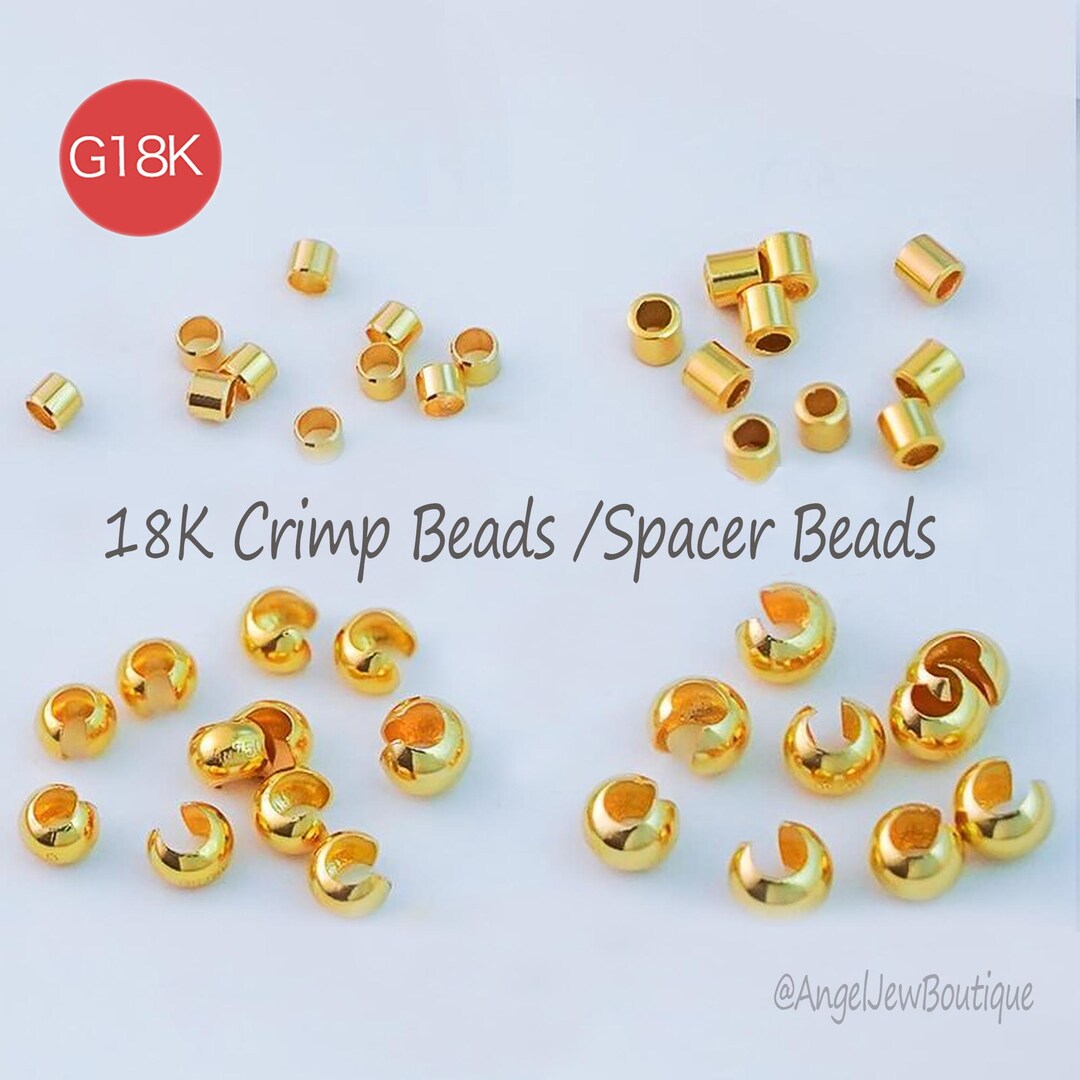 5PCS Pack 18K Real Gold Crimping Beads,positionning Beads for Jewelry ...